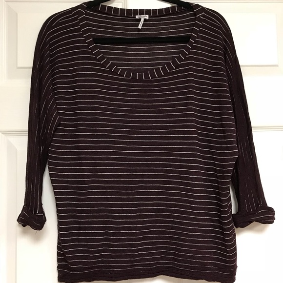 Splendid | Tops | Splendid Striped Top Burgundy Silver | Poshmark